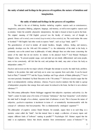 Abstract the unity of mind and feelings in the process of cognition. | DOCX