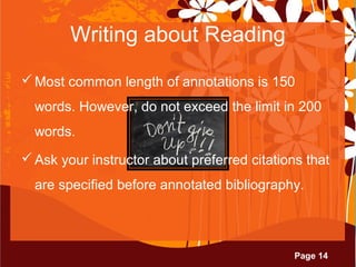 Abstract vs annotated bibliography | PPT