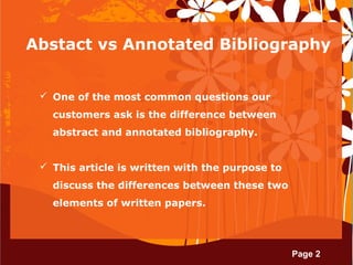 Abstract vs annotated bibliography | PPT