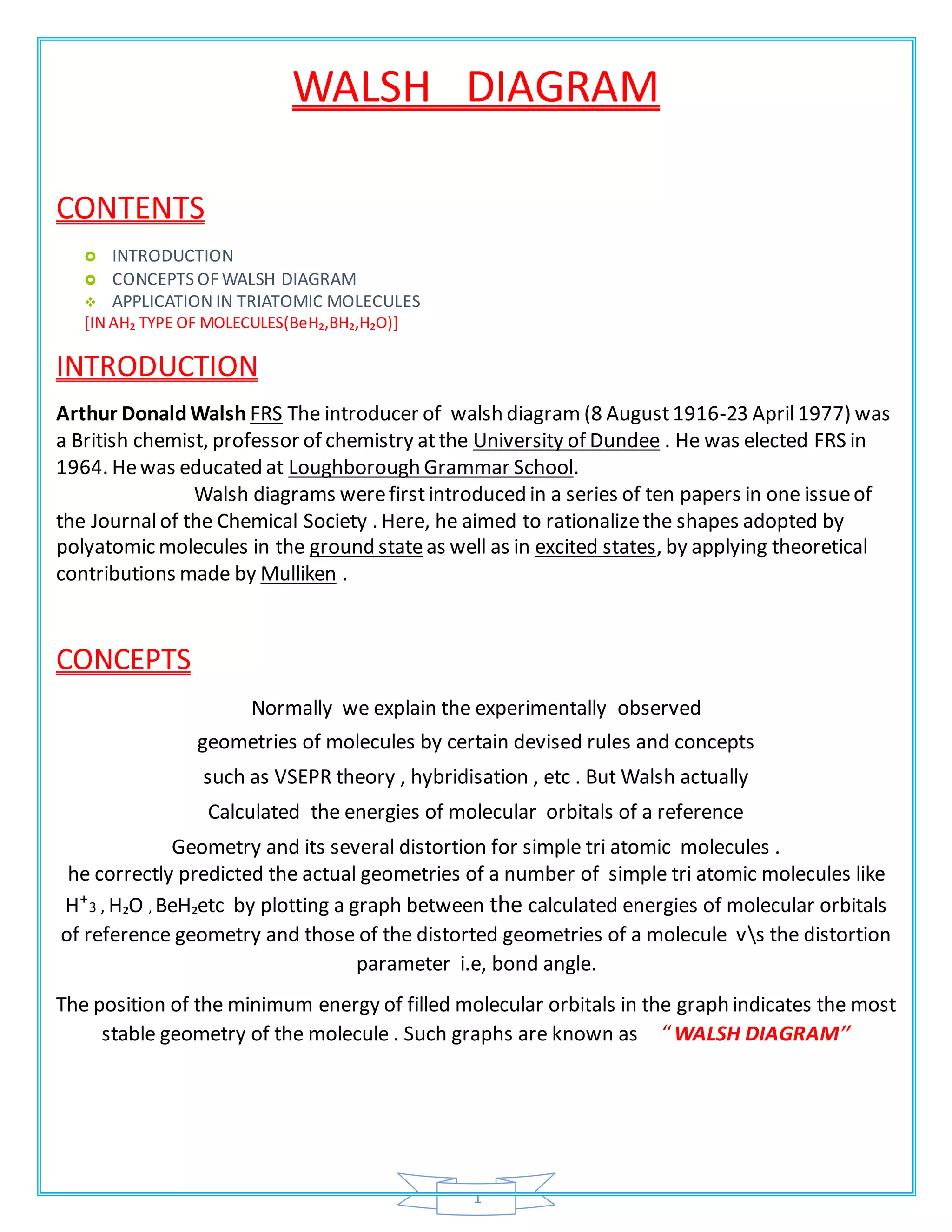 WALSH DIAGRAM- SEMINAR TOPIC- ABSTRACT | DOCX