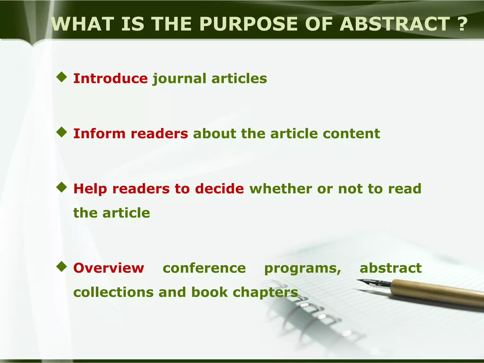 Abstract writing | PPT