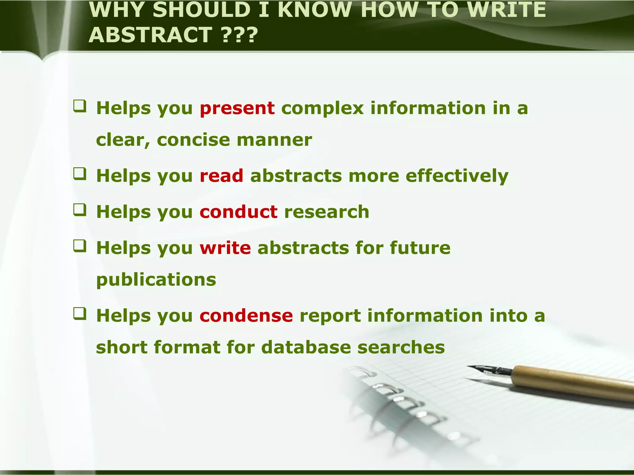 Abstract writing | PPT