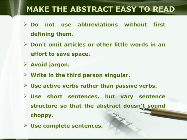 Abstract writing | PPT