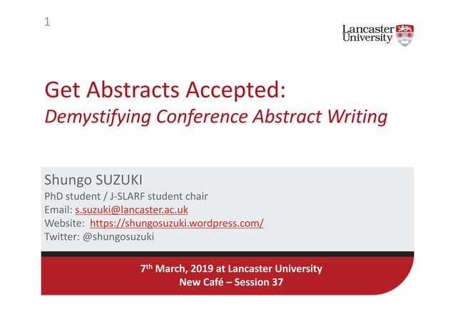 Get Abstracts Accepted: Demystifying Conference Abstract Writing | PPT
