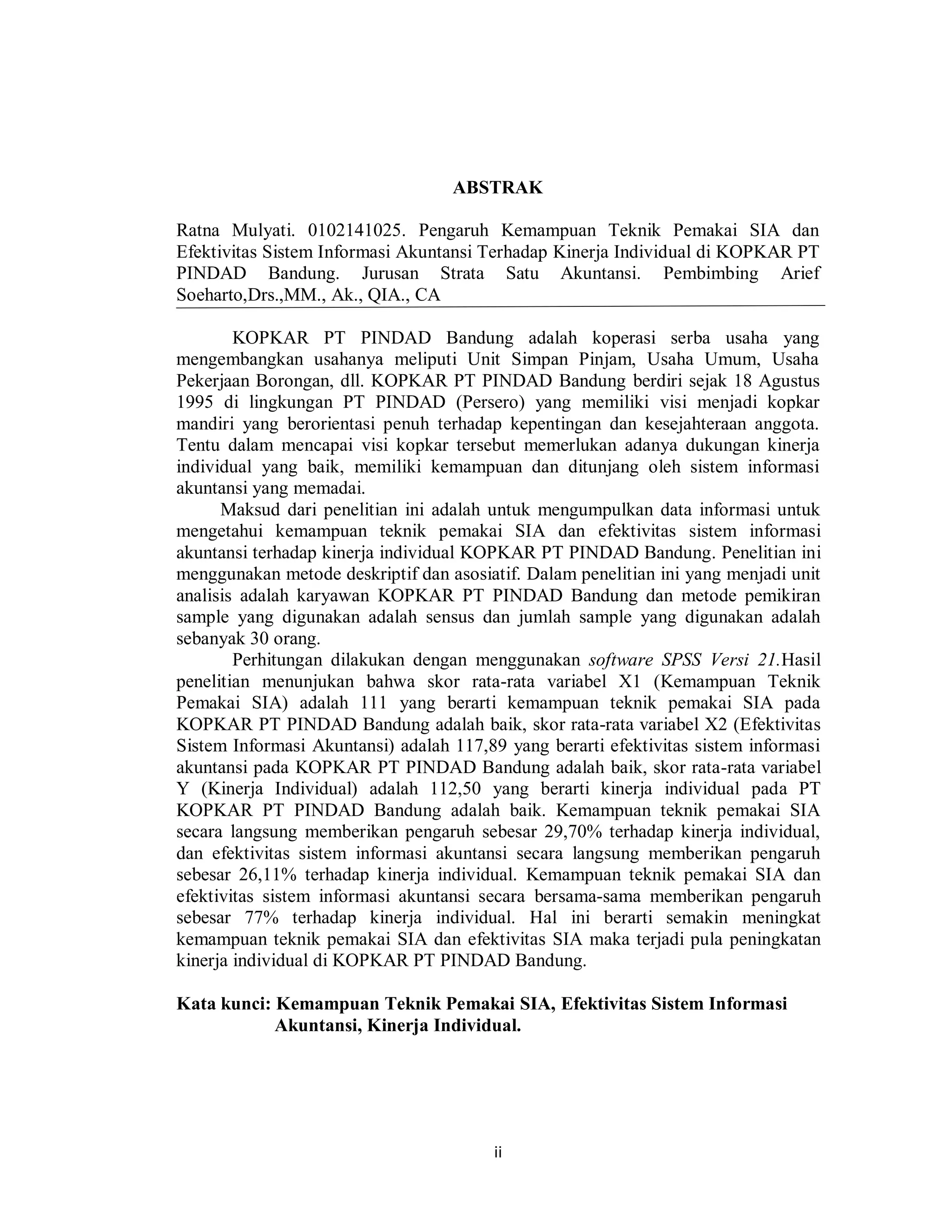 Abstrak Skripsi UNAS PASIM | PDF