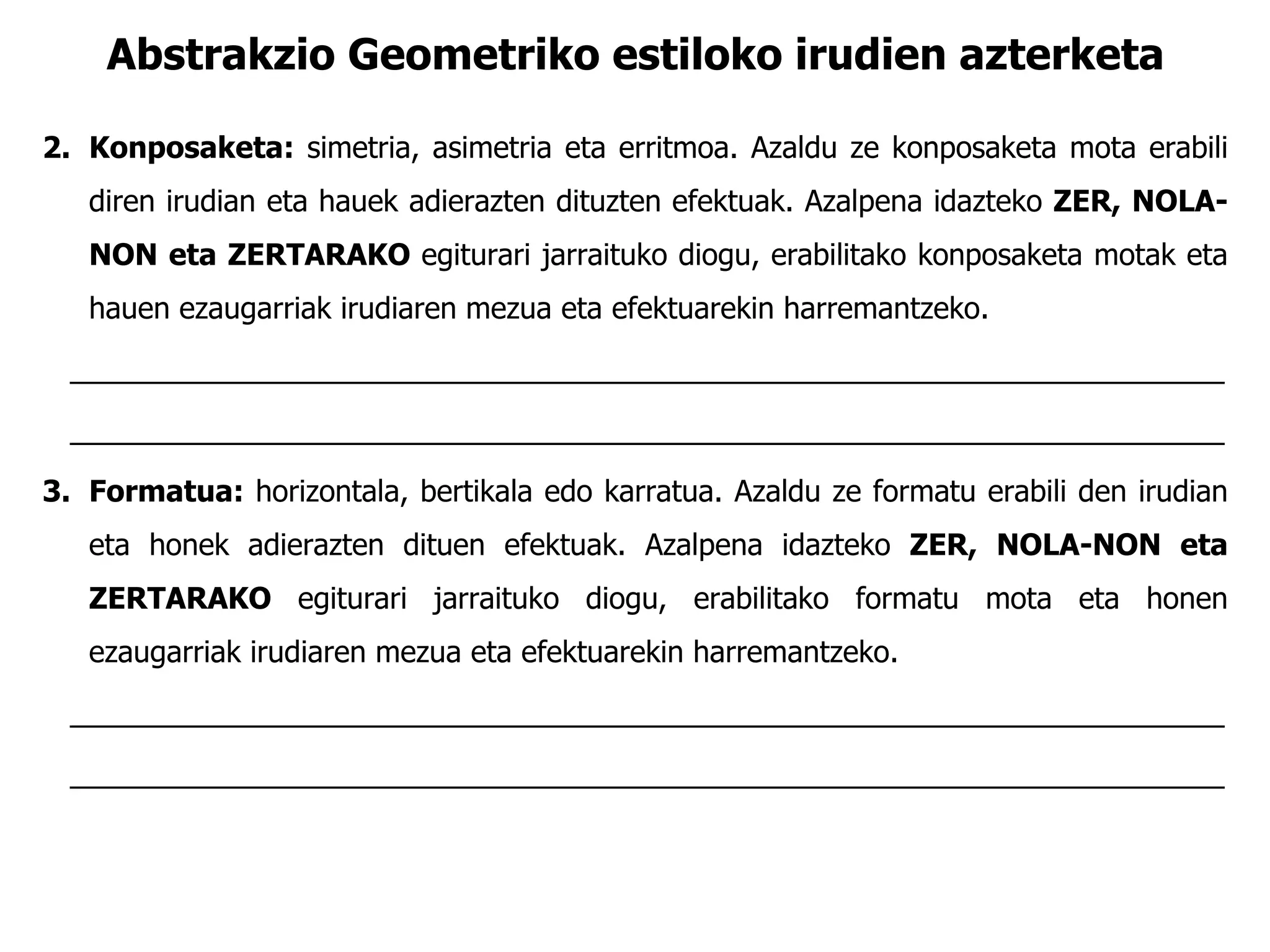 Abstrakzio geometriko estiloko irudien azterketa | PPTX