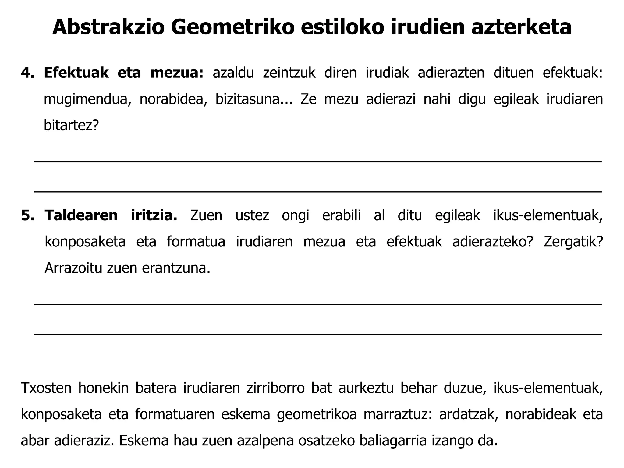 Abstrakzio geometriko estiloko irudien azterketa | PPT