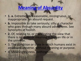 Absurdity in to the lighthouse, waiting for Godot, Wasteland and ...