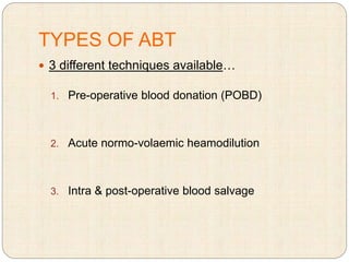 Autologous blood transfusion (ABT). Pptx | PPTX