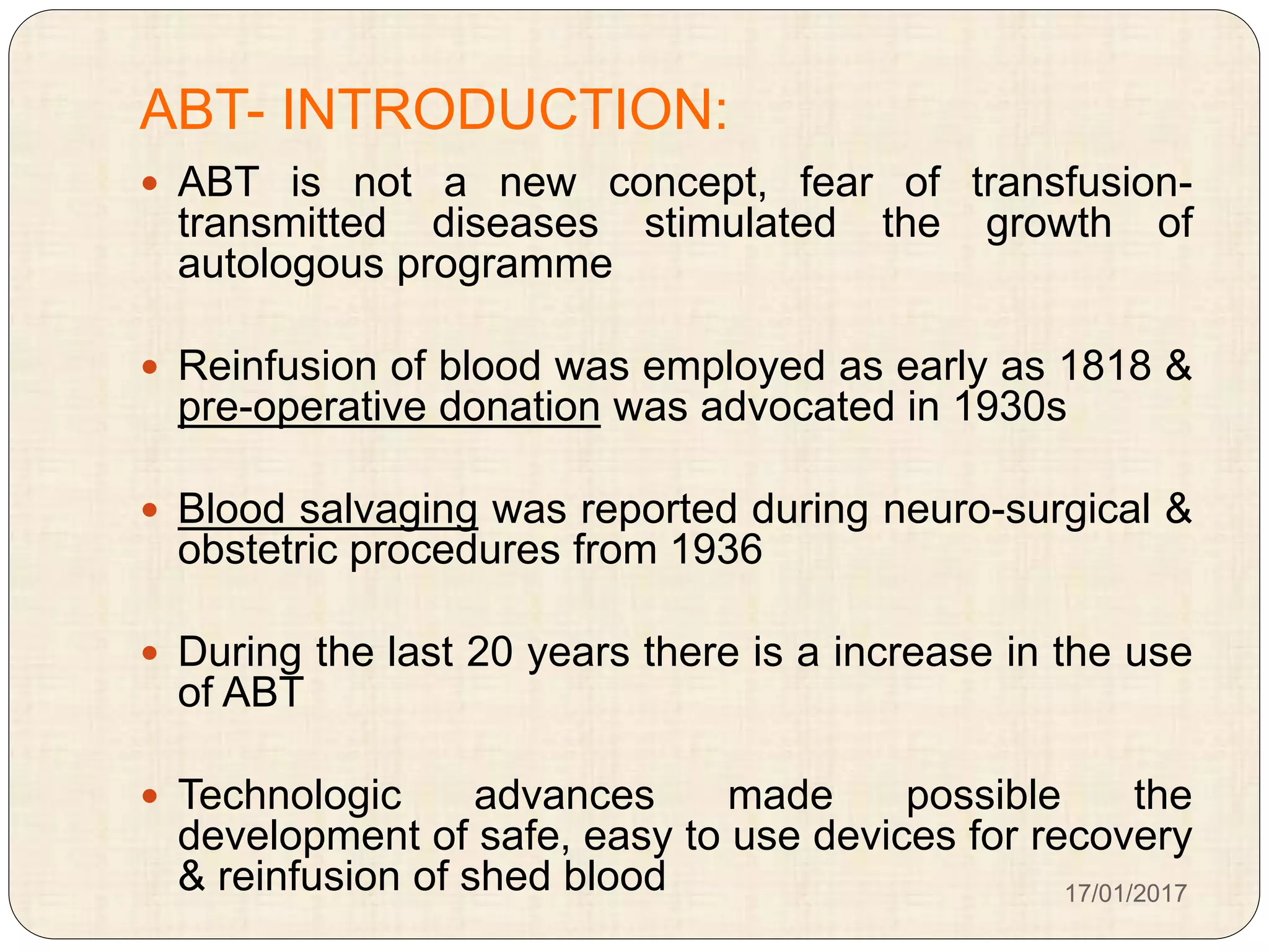 AUTOLOGOUS BLOOD TRANSFUSION | PPTX