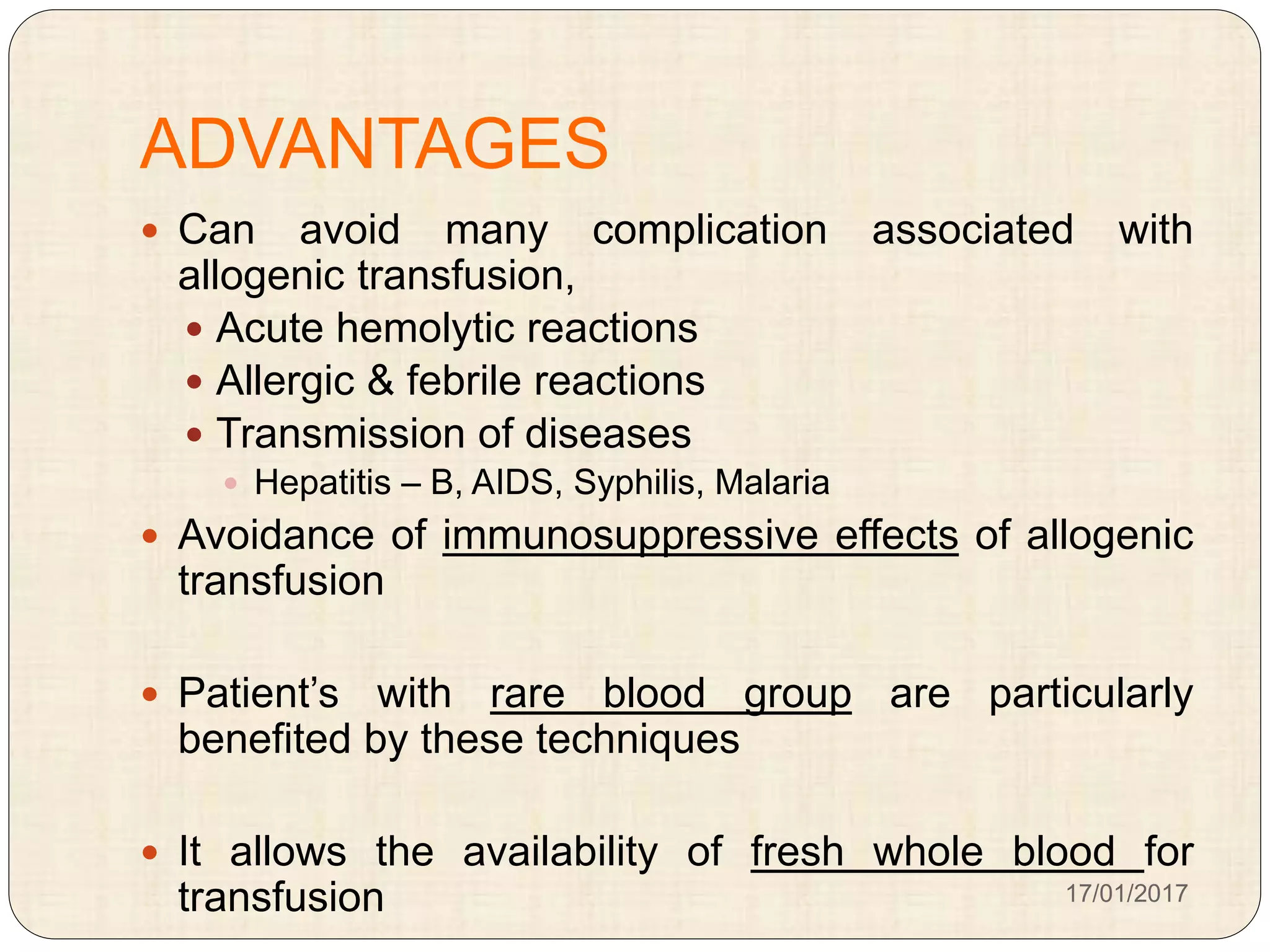 AUTOLOGOUS BLOOD TRANSFUSION | PPTX
