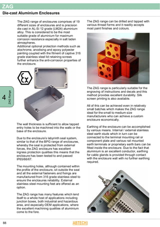 Abtech ZAG Aluminium Electrical Enclosures & Junction Boxes (Zone 1 & 2, ATEX) | PDF