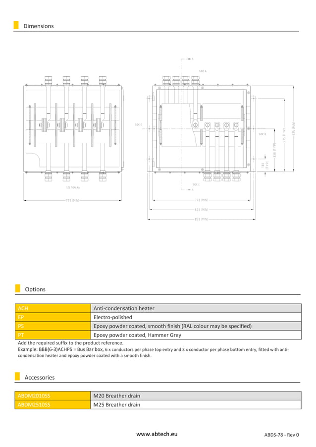Abtech busbar box data sheet | PDF | Home Appliances | Home & Garden