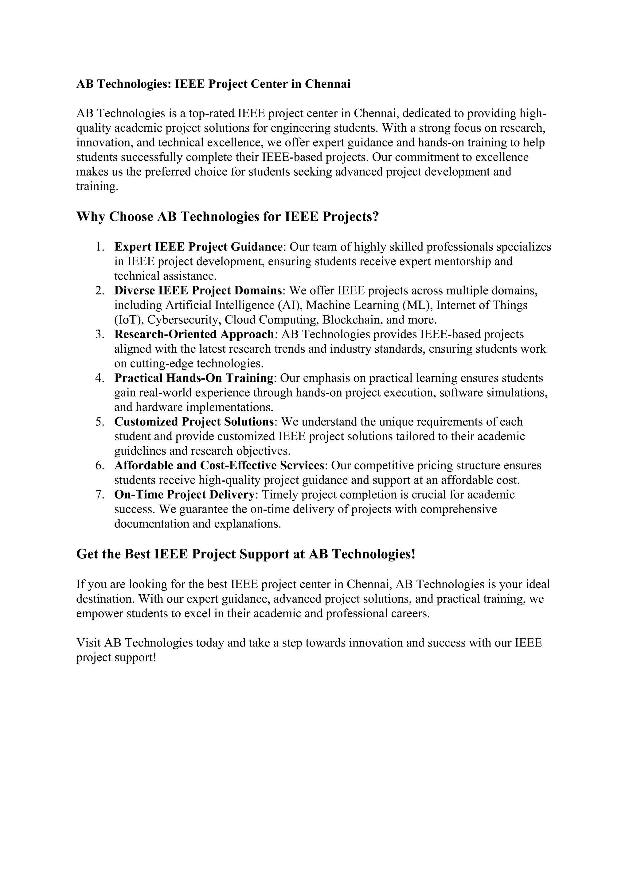 Best IEEE project center in chennai Best IEEE project center in chennai | PDF