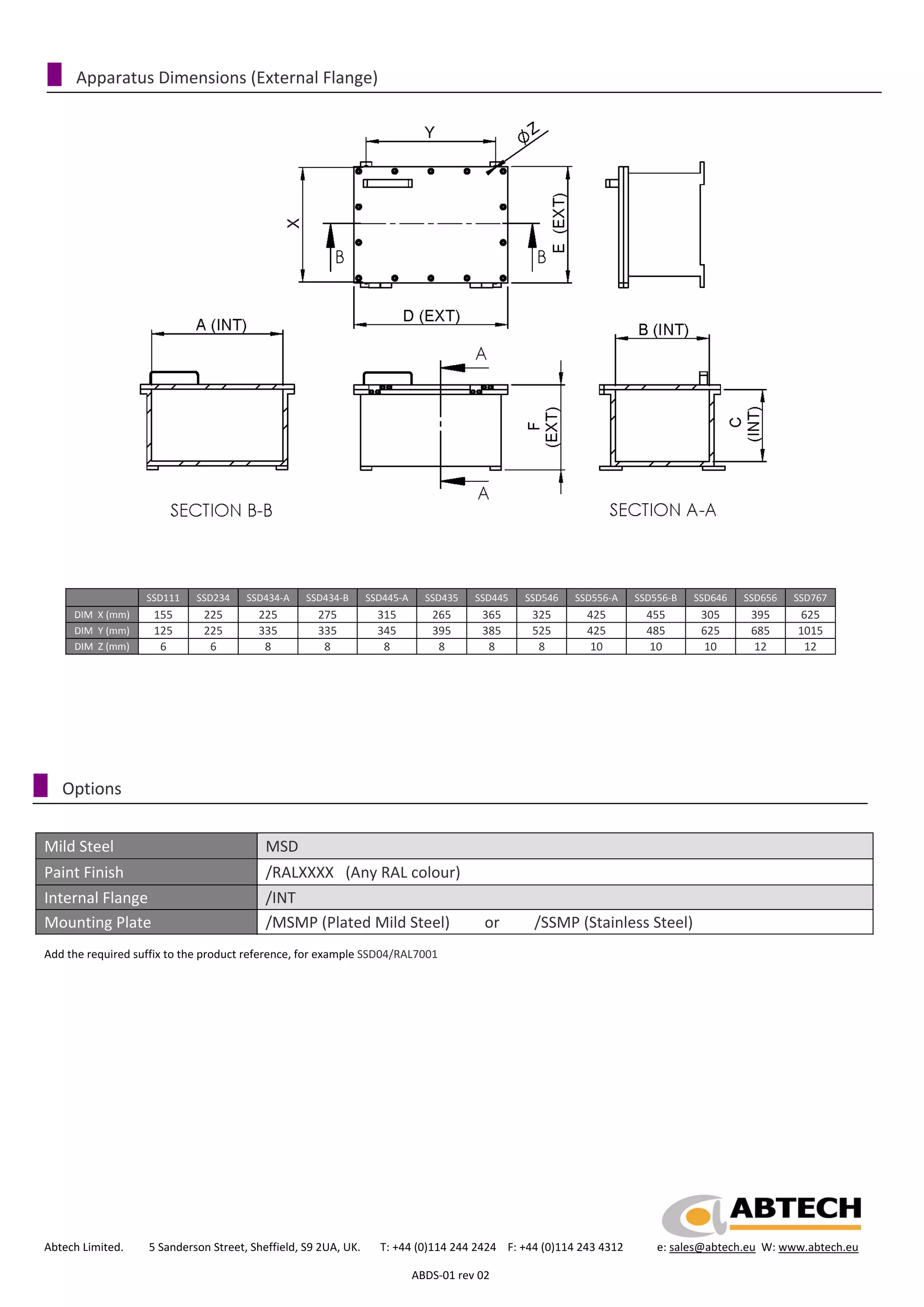 Abtech SSD Ex d Stainless Steel Enclosure Range | PDF