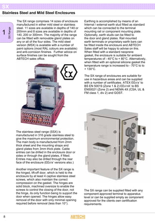 Abtech SX Stainless Steel Junction Boxes & Enclosures (Zone 1 & 2, ATEX) | PDF