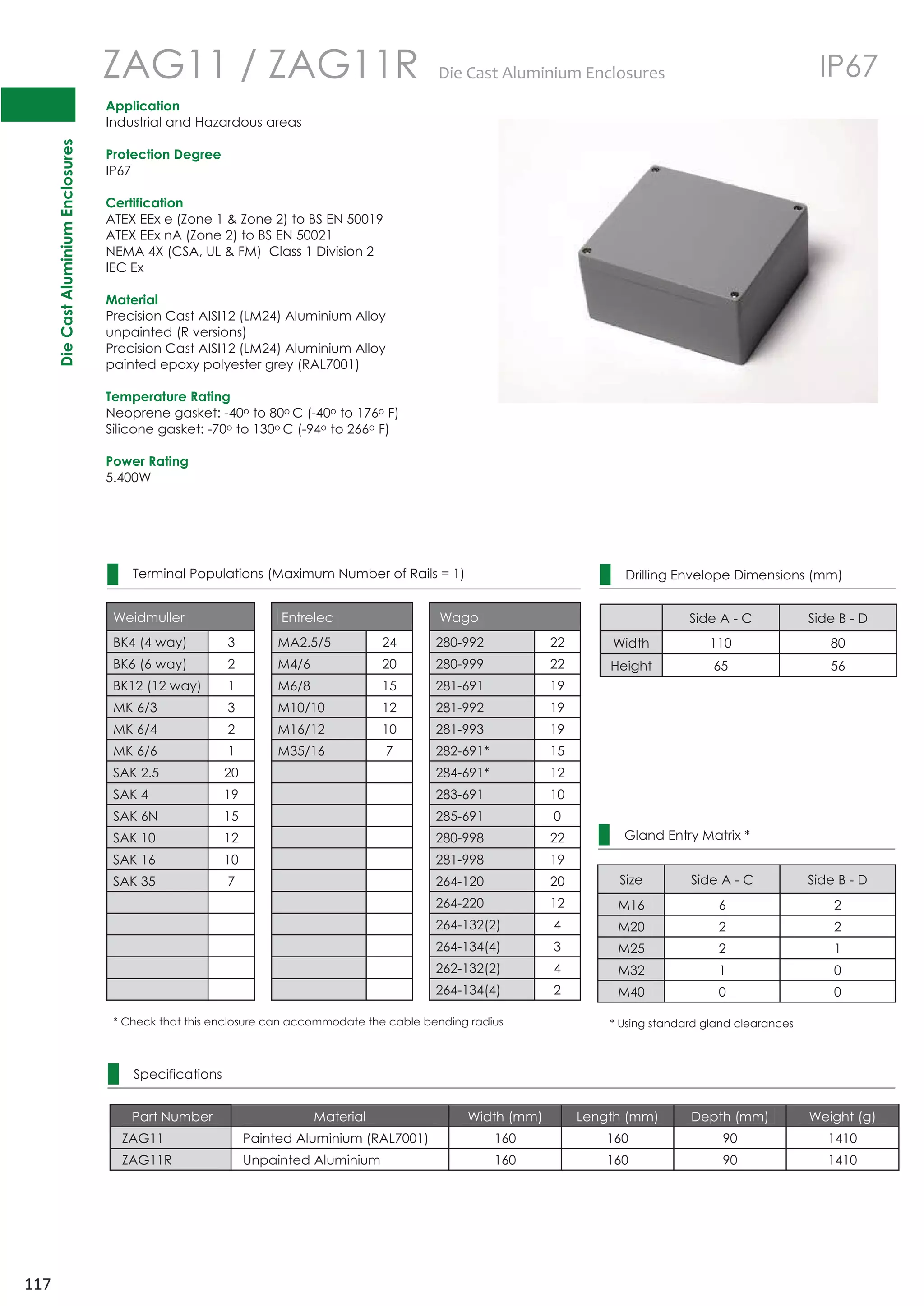 Abtech ZAG9 Aluminium Electrical Enclosure & Junction Box | PDF