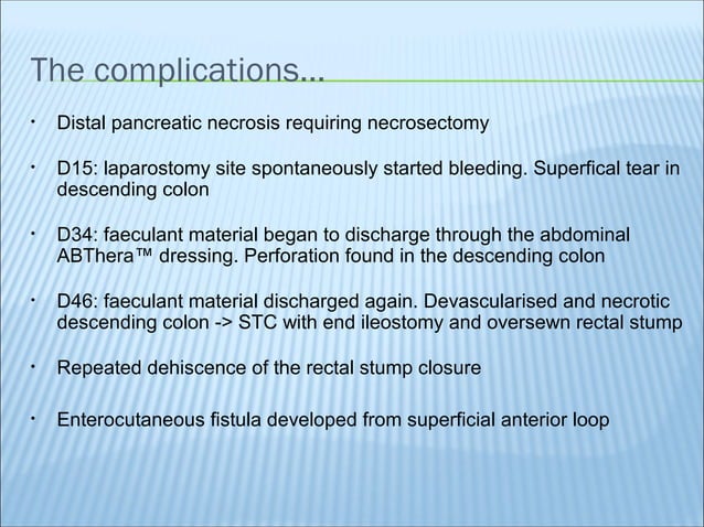 Laparostomy management - ABThera™ Open Abdomen Negative Pressure ...