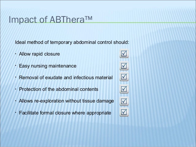 Laparostomy management - ABThera™ Open Abdomen Negative Pressure Ther…