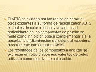 Técnicas Medición ABTS DPPH TBARS | PPTX