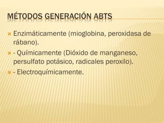 Técnicas Medición ABTS DPPH TBARS | PPTX
