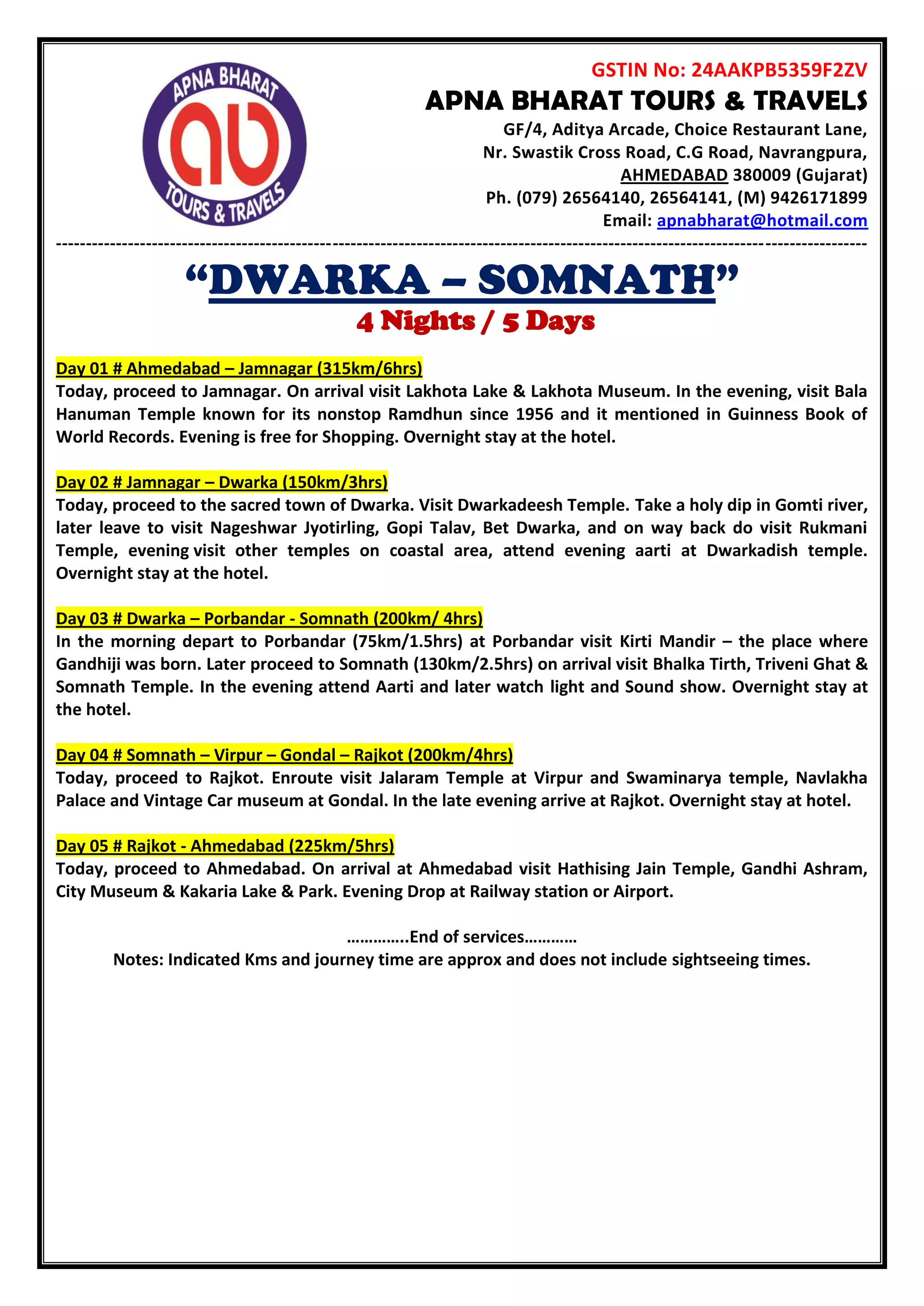 Dwarka Somnath 4N5D | PDF