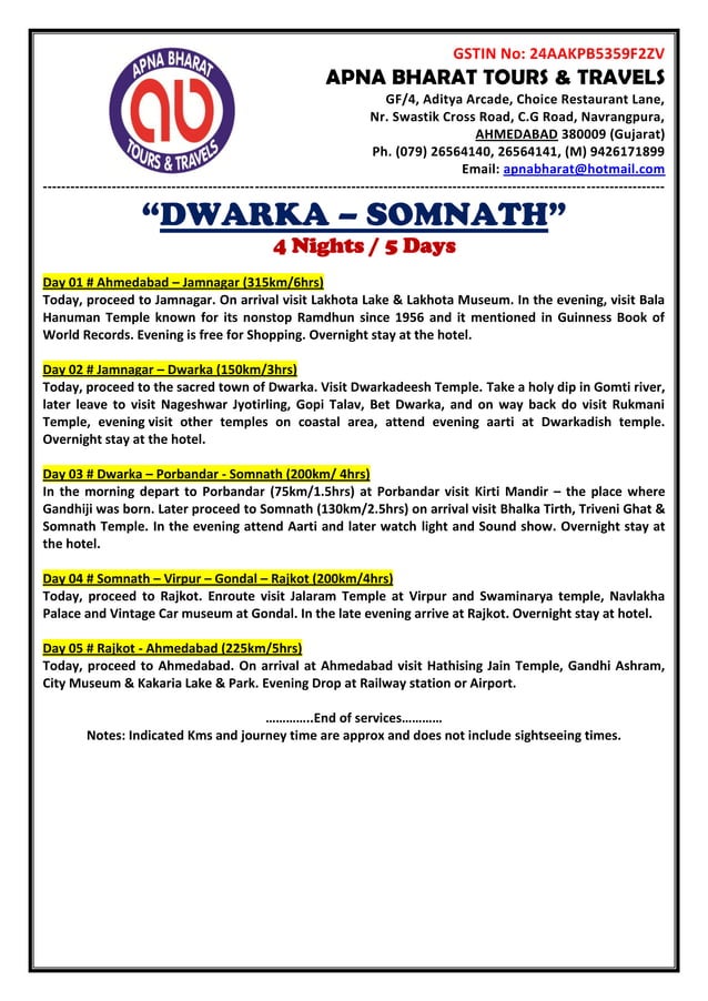 Dwarka Somnath 4N5D | PDF