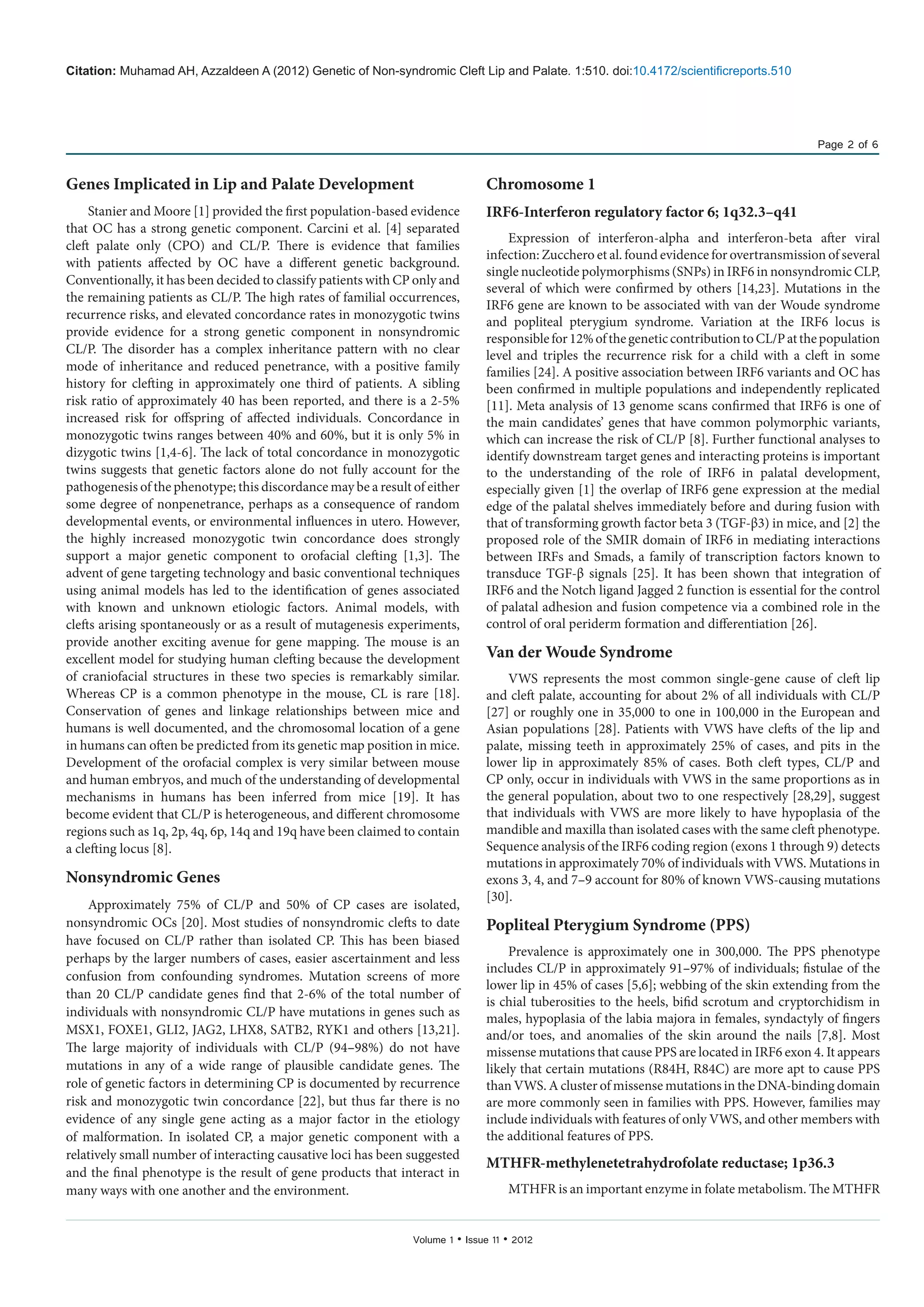 Genetic Of Nonsyndromic Cleft Lip And Palate Pdf