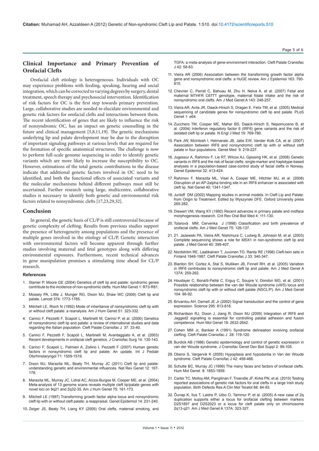 Genetic Of Nonsyndromic Cleft Lip And Palate Pdf