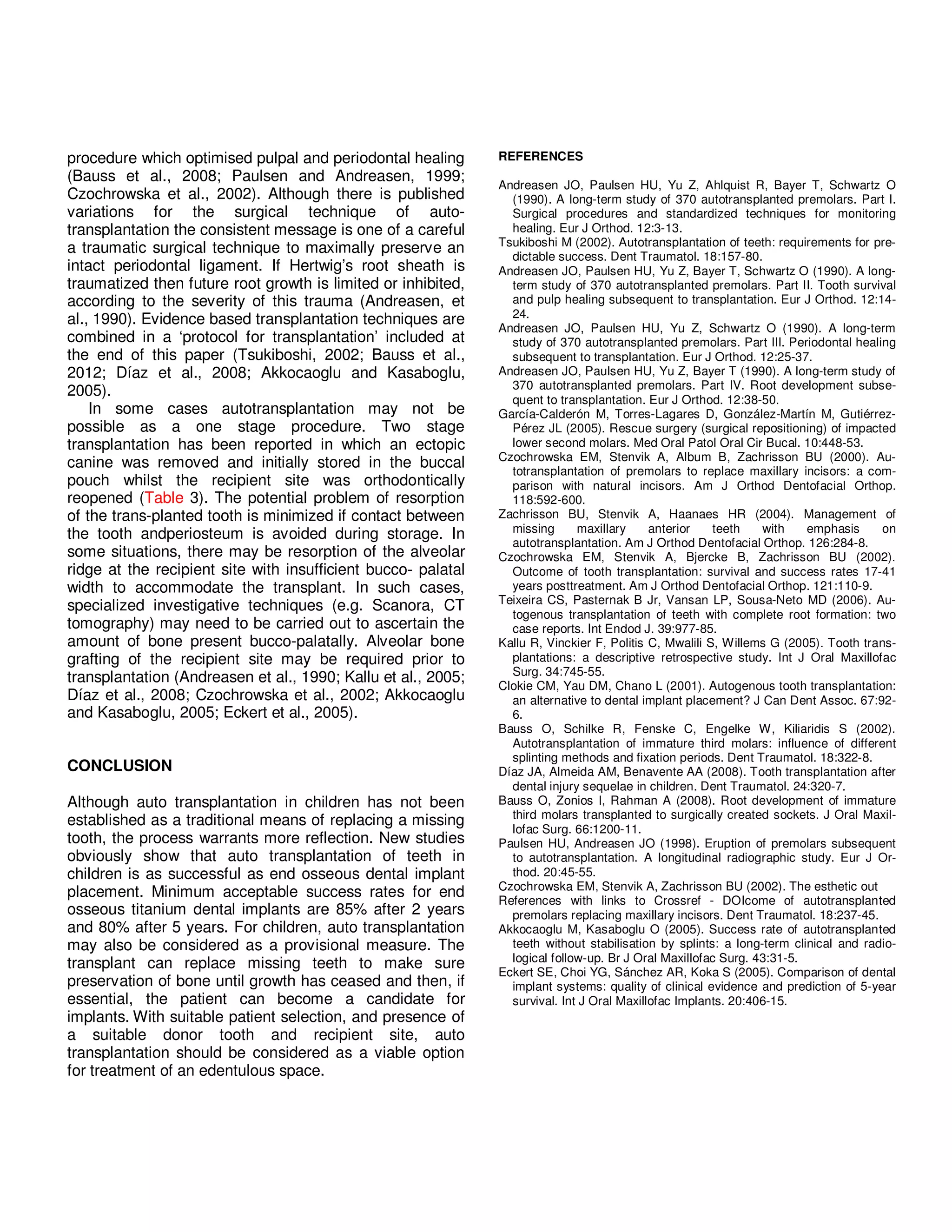 AUTOTRANSPLANTATION OF TEETH IN CHILDREN | PDF