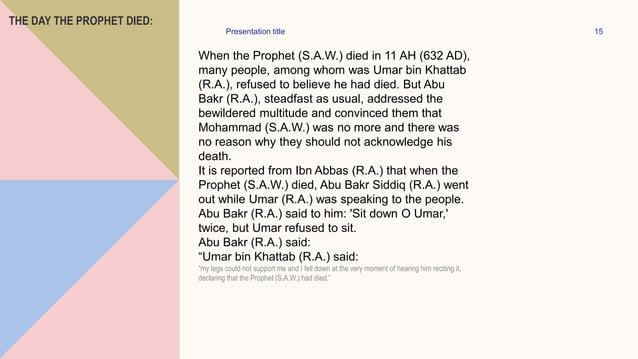 Abo baker al sidiqq-sera-story-life.pptx | Islam | Religion & Spirituality