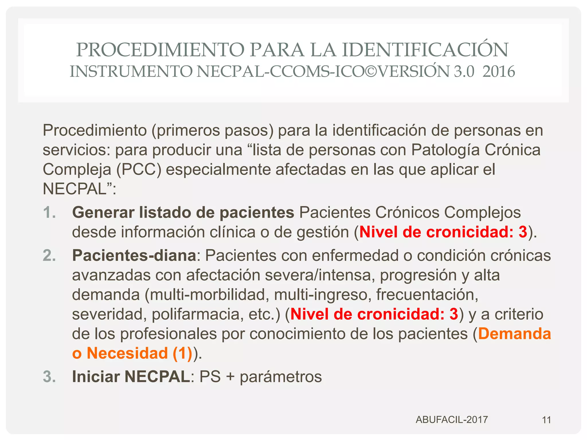 Identificación Necesidades PAliativas, Abucasis. NECPAL | PPTX