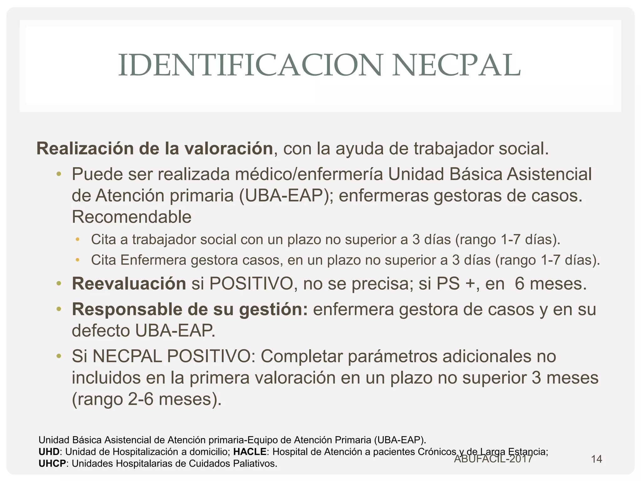 Identificación Necesidades PAliativas, Abucasis. NECPAL | PPTX
