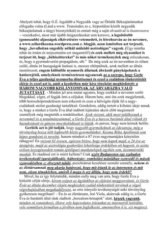 Feljelentés Gerle Éva, a Csakazolvassa - én szóltam c. blog szerzője ...