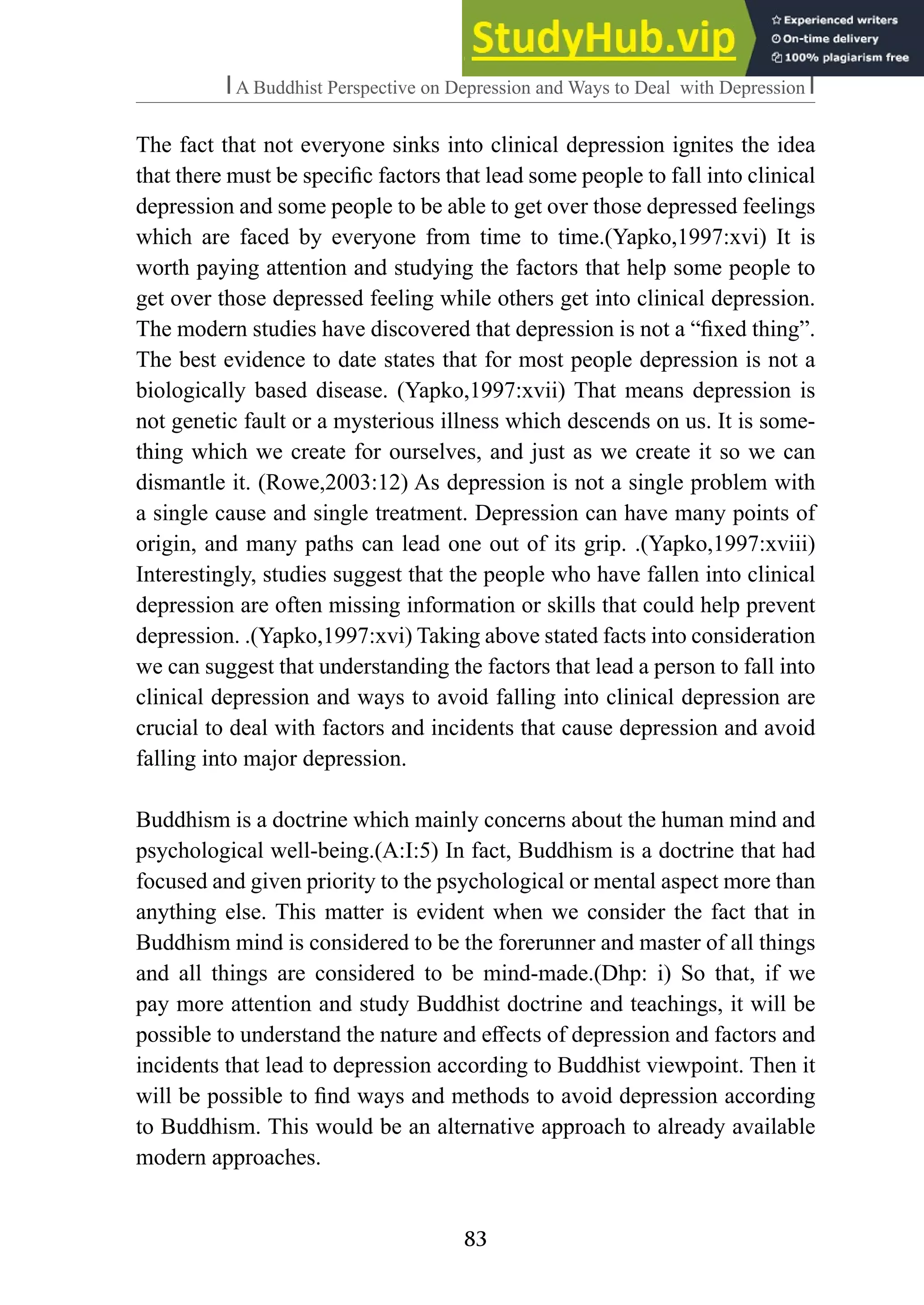 A Buddhist Perspective On Depression And Ways To Deal With Depression | PDF