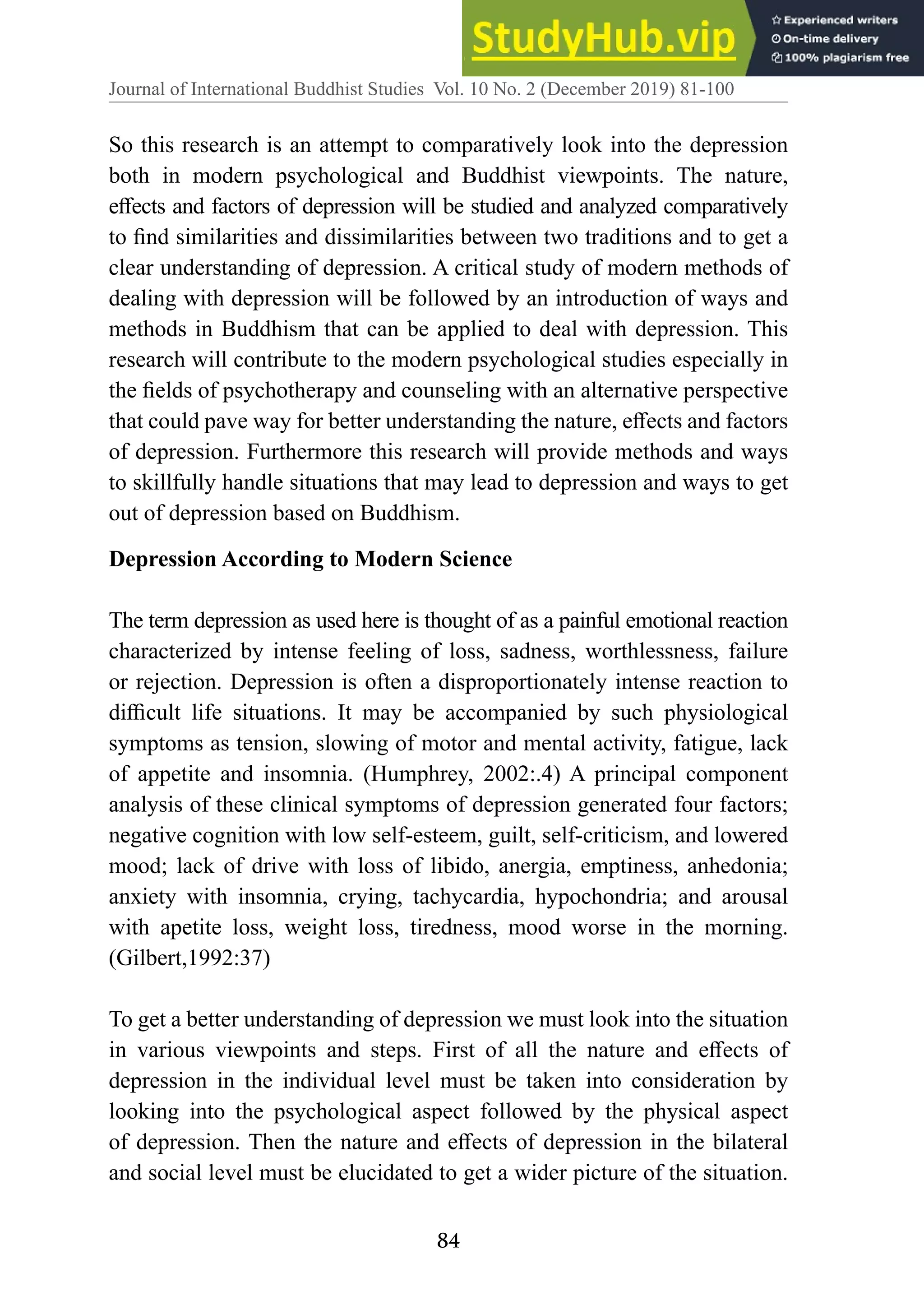 A Buddhist Perspective On Depression And Ways To Deal With Depression | PDF