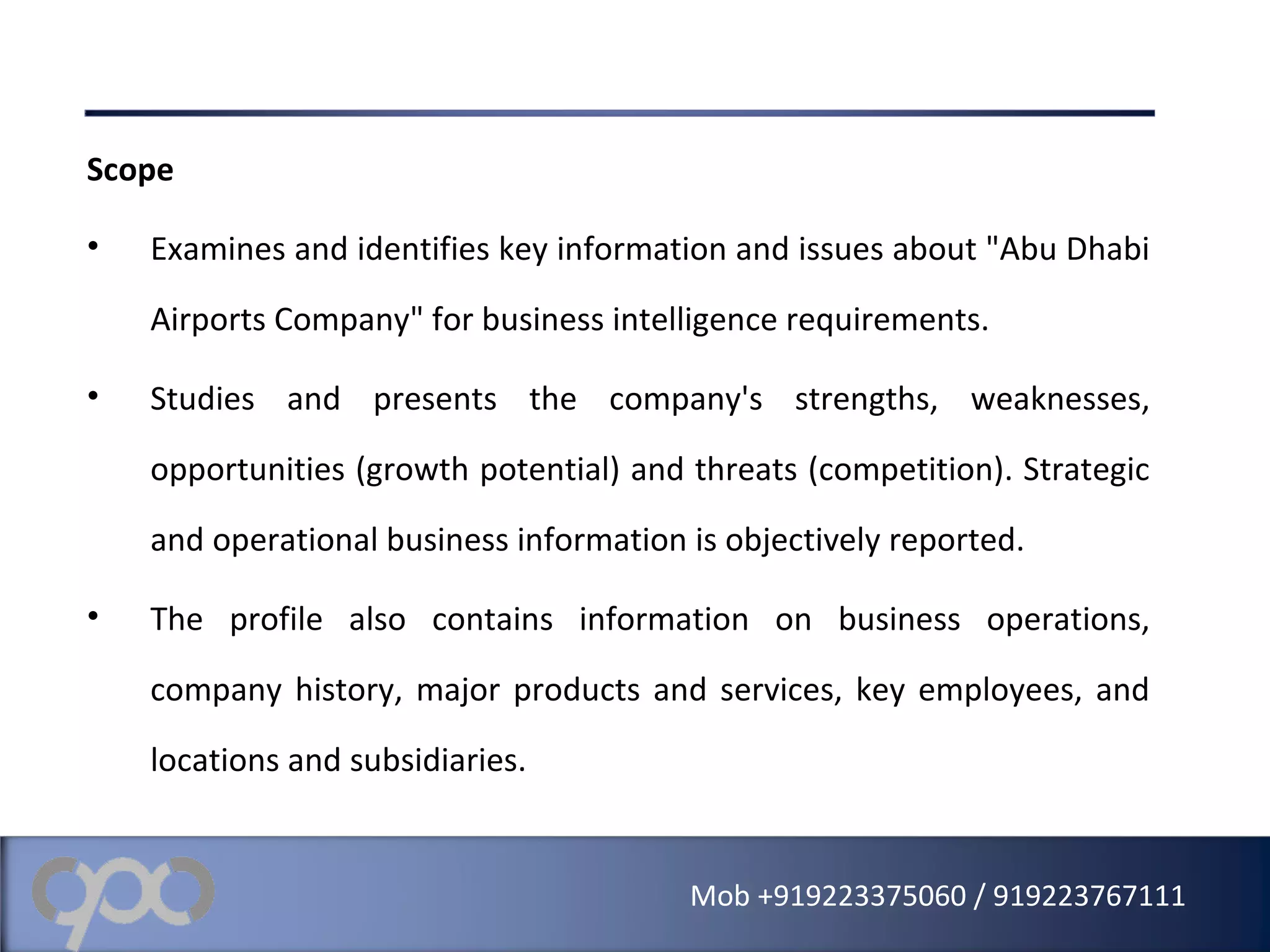 Abu dhabi airports company company profile and swot analysis | PPT