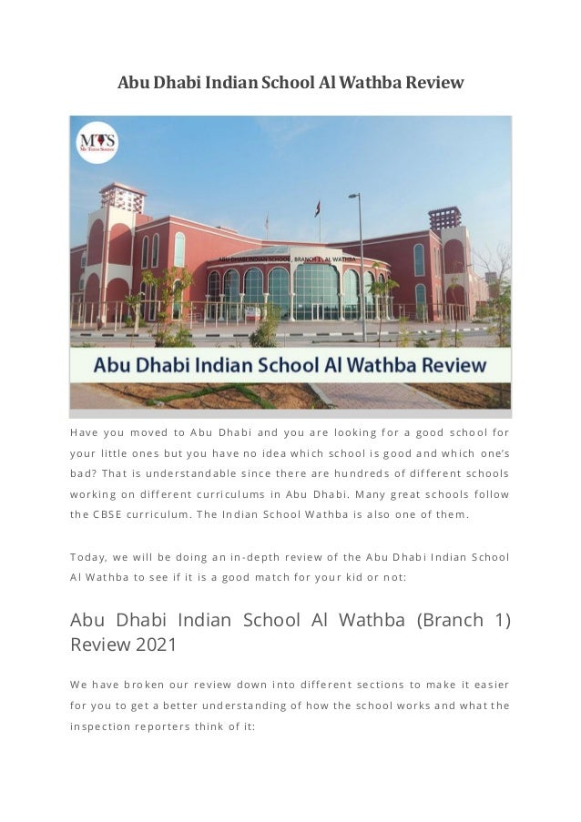 Abu dhabi indian school al wathba review | PDF
