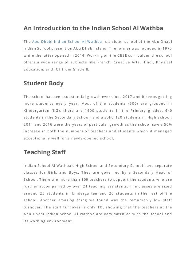 Abu dhabi indian school al wathba review | PDF