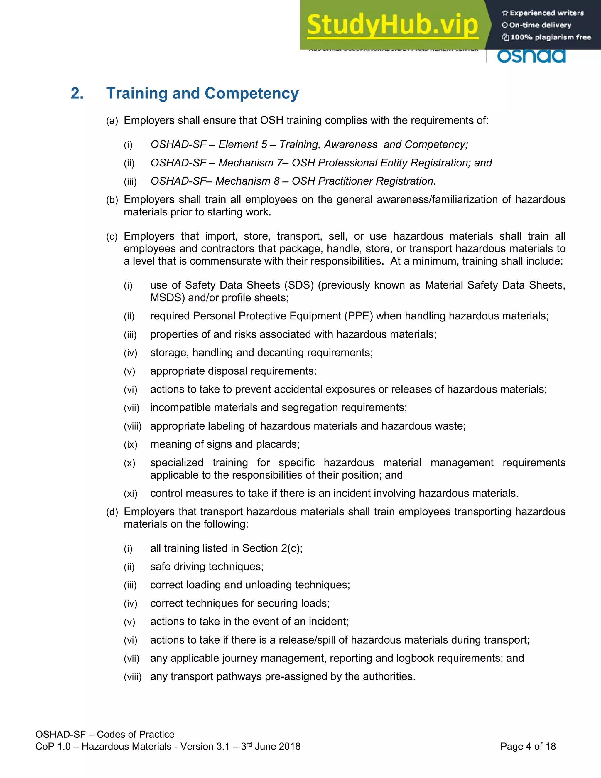Abu Dhabi Occupational Safety And Health System Framework (OSHAD-SF ...