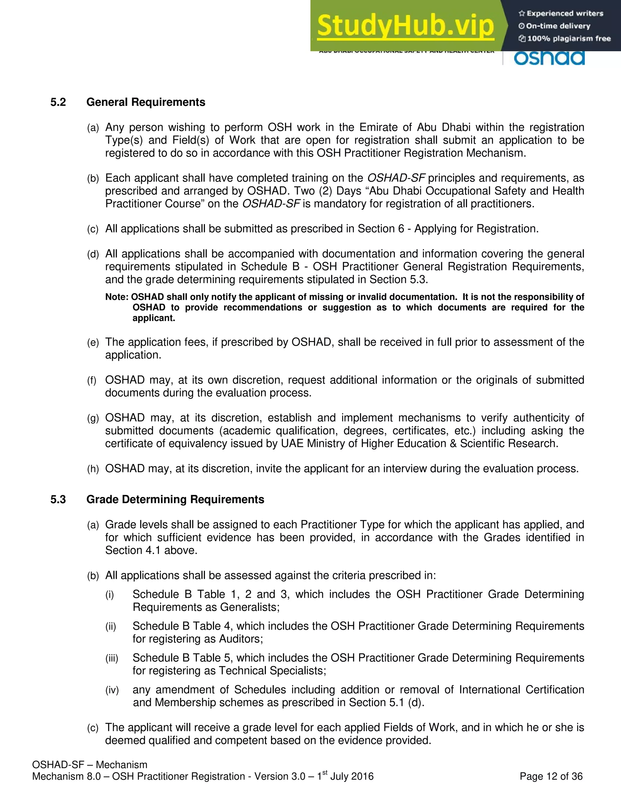 Abu Dhabi Occupational Safety And Health System Framework (OSHAD-SF ...