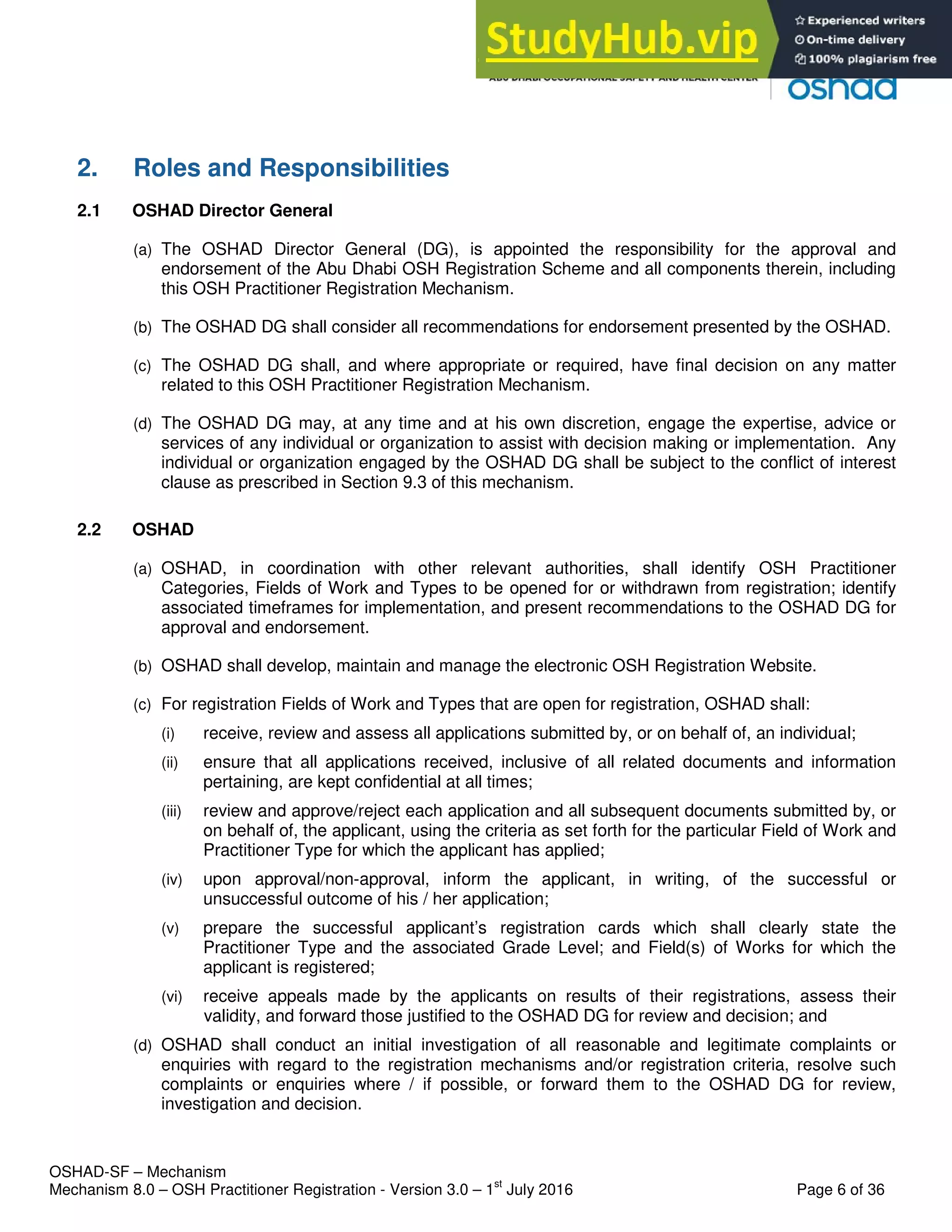 Abu Dhabi Occupational Safety And Health System Framework (OSHAD-SF ...