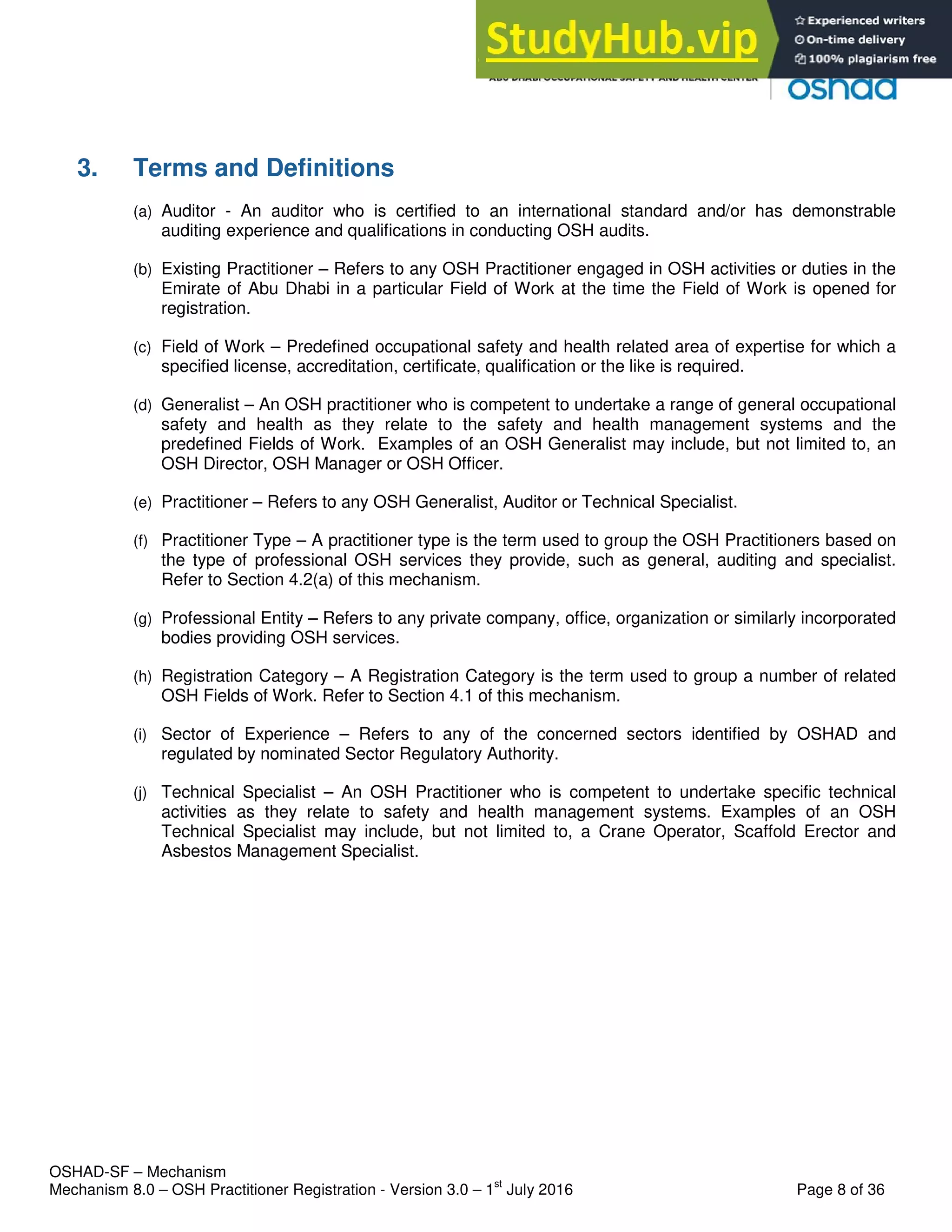 Abu Dhabi Occupational Safety And Health System Framework (OSHAD-SF ...