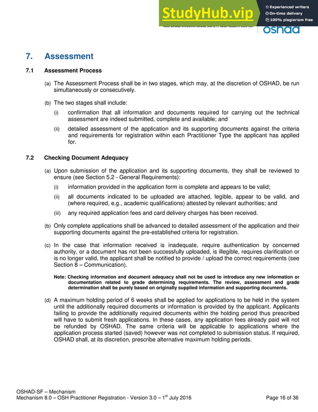 Abu Dhabi Occupational Safety And Health System Framework (OSHAD-SF) Mechanisms Mechanism 8.0 ...