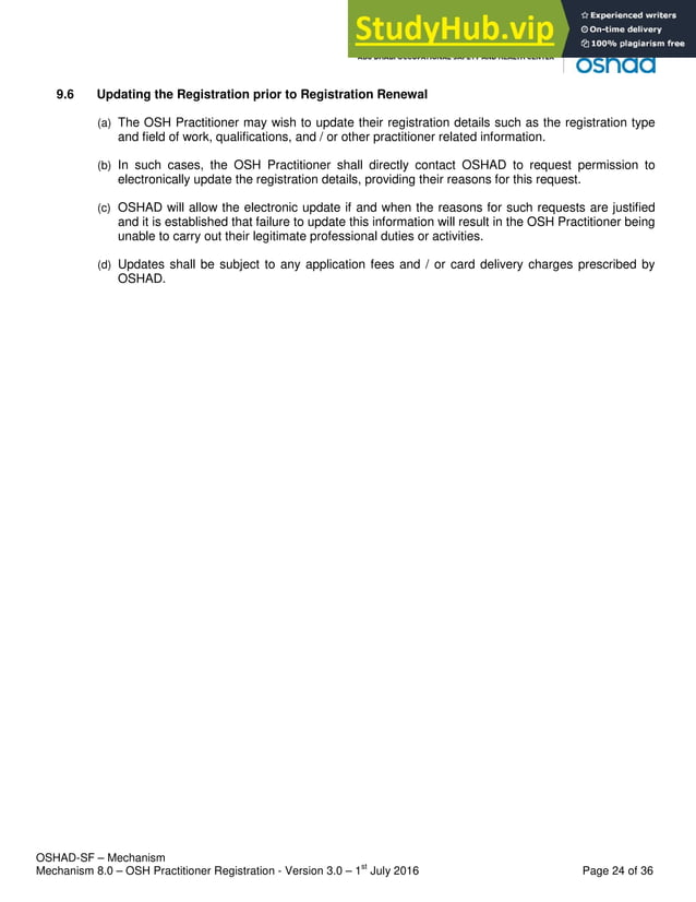 Abu Dhabi Occupational Safety And Health System Framework (OSHAD-SF) Mechanisms Mechanism 8.0 ...