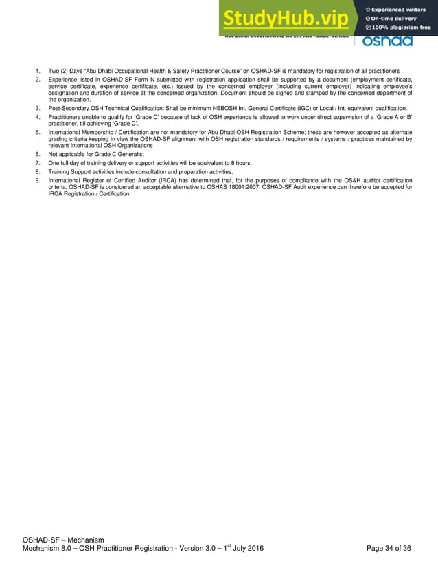 Abu Dhabi Occupational Safety And Health System Framework (OSHAD-SF ...