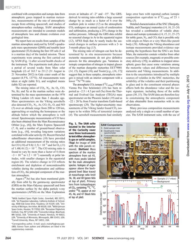 Abundance And Isotopic Composition Of Gases In The Martian Atmosphere