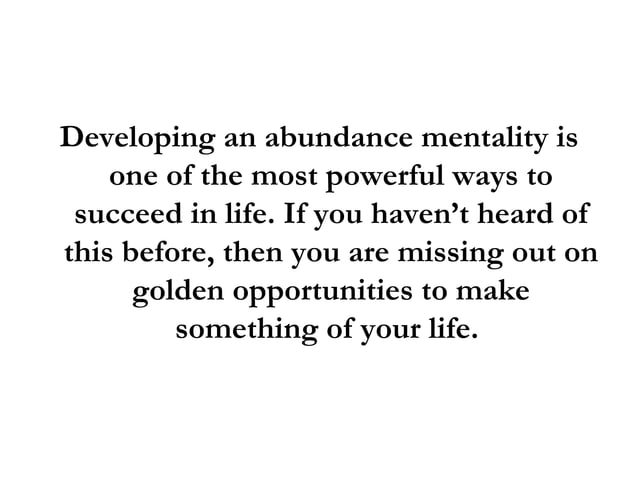 Abundance Mentality: 5 Simple Steps Towards Prosperity | PPT