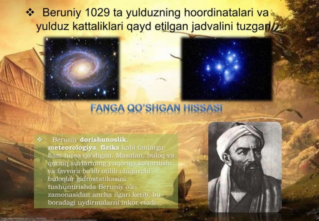 Presentation about life Abu Rayhon Beruniy | PPT