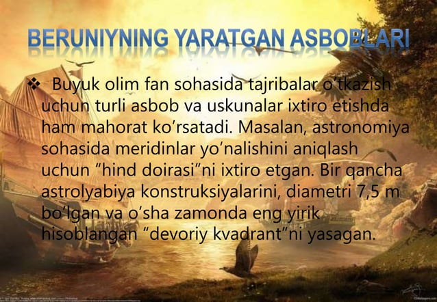 Presentation about life Abu Rayhon Beruniy | PPT